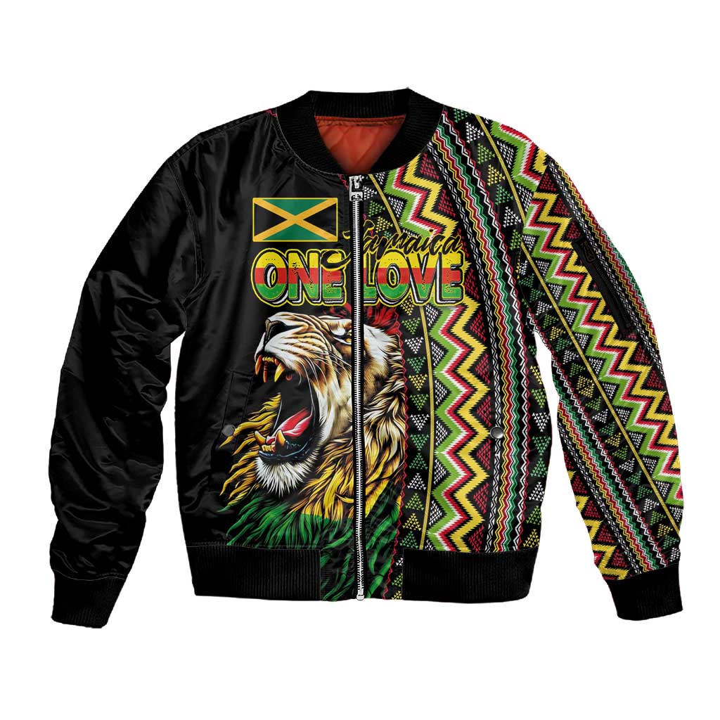 Personalized Jamaican Reggae-One Love Sleeve Zip Bomber Jacket Tribal ...
