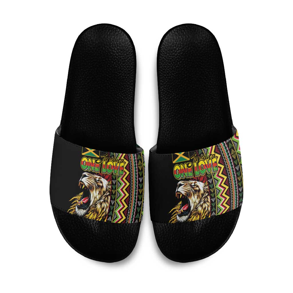 Jamaican Reggae-One Love Slide Sandals Tribal African Pattern and ...