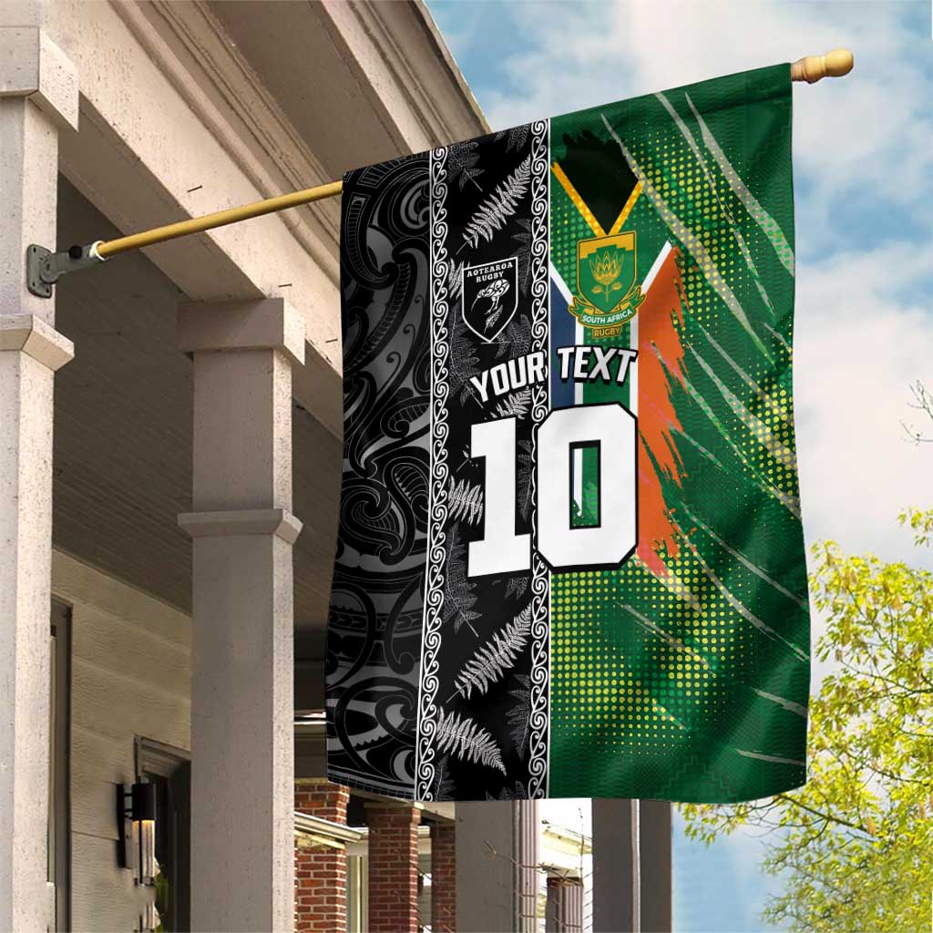 Custom Aotearoa South Africa Rugby Freedom Cup Garden Flag Maori Silver ...