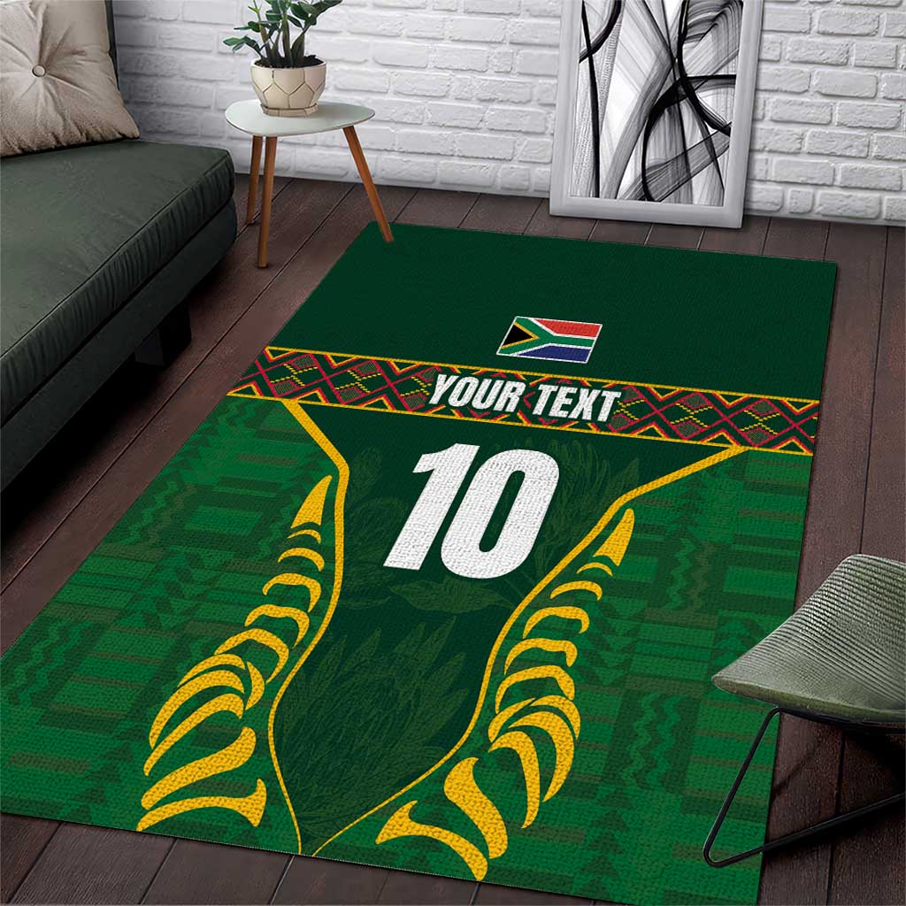 Custom South Africa Rugby Area Rug Springboks Spirit and King Protea by ...