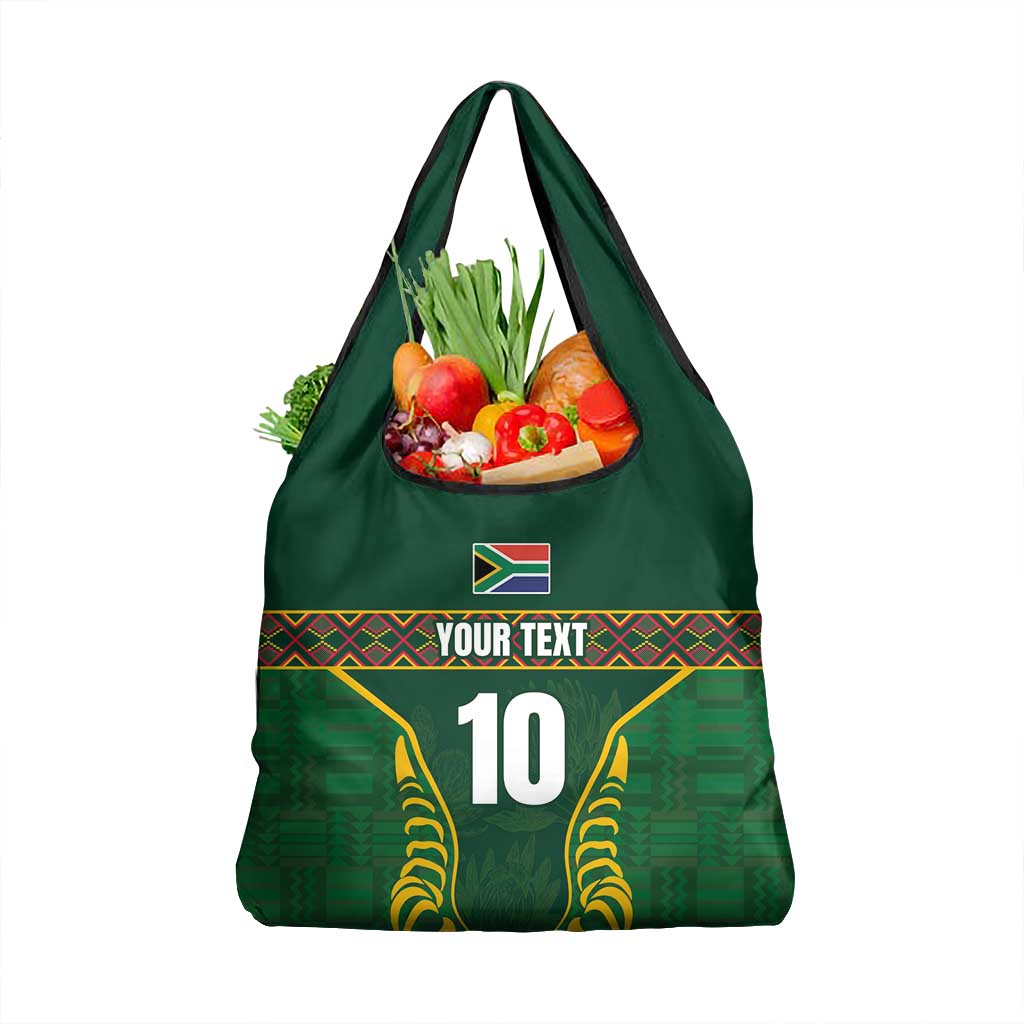Custom South Africa Rugby Grocery Bag Springboks Spirit and King Protea ...