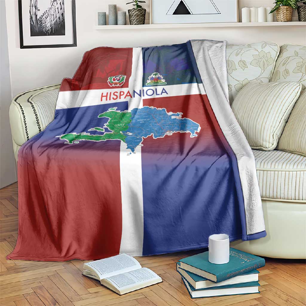 Hispaniola Blanket Haiti and Dominican Republic Emblems and Flag Style ...