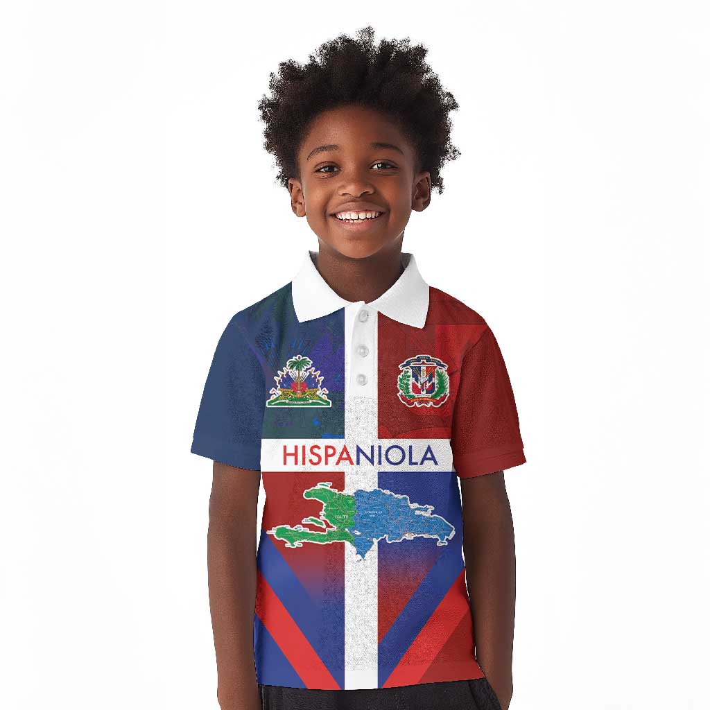 Hispaniola Kid Polo Shirt Haiti and Dominican Republic Emblems and Flag ...