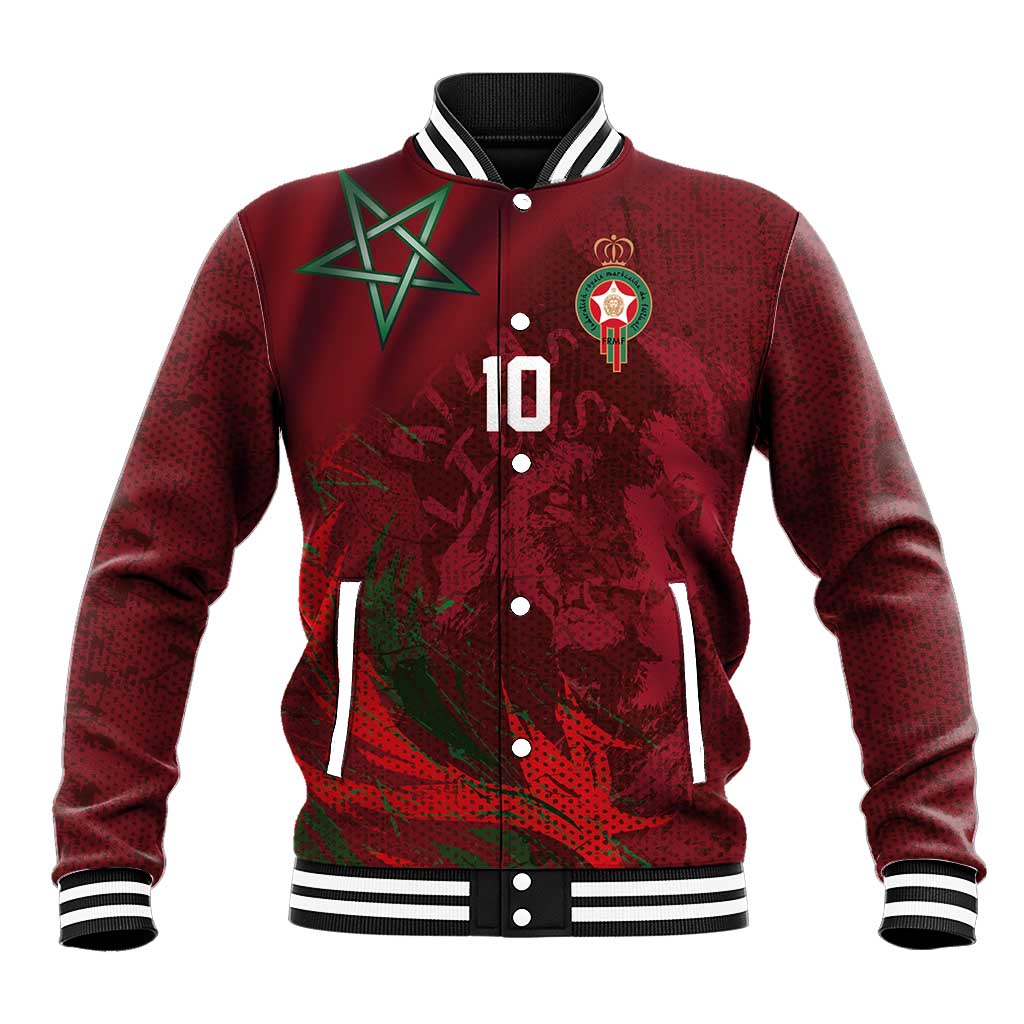 Custom Morocco National Football Baseball Jacket The Atlas Lions Grunge ...