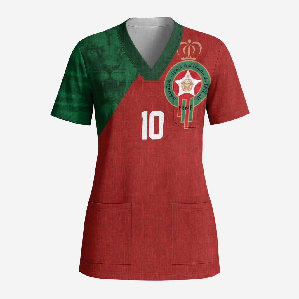 Custom Moroccan Football Scrub Top Go Glory-The Atlas Lions by African ...