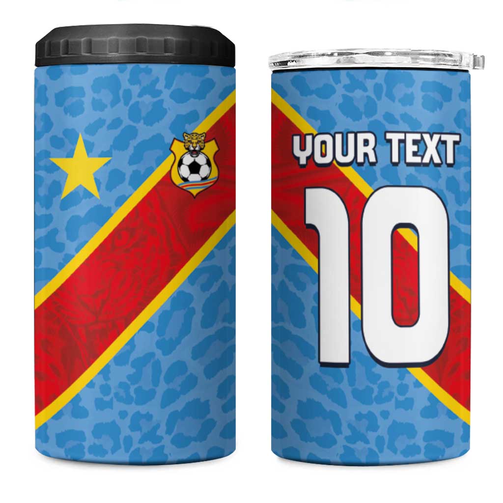 Custom DR Congo National Football 4 in 1 Can Cooler Tumbler Leopards Go ...
