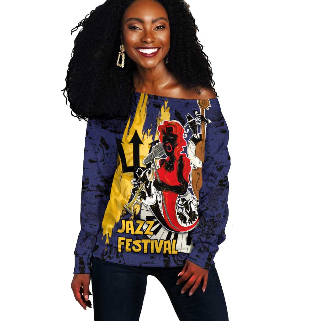Afro-Barbados Jazz Festival Off Shoulder Sweater Abstract Jazz Art by ...