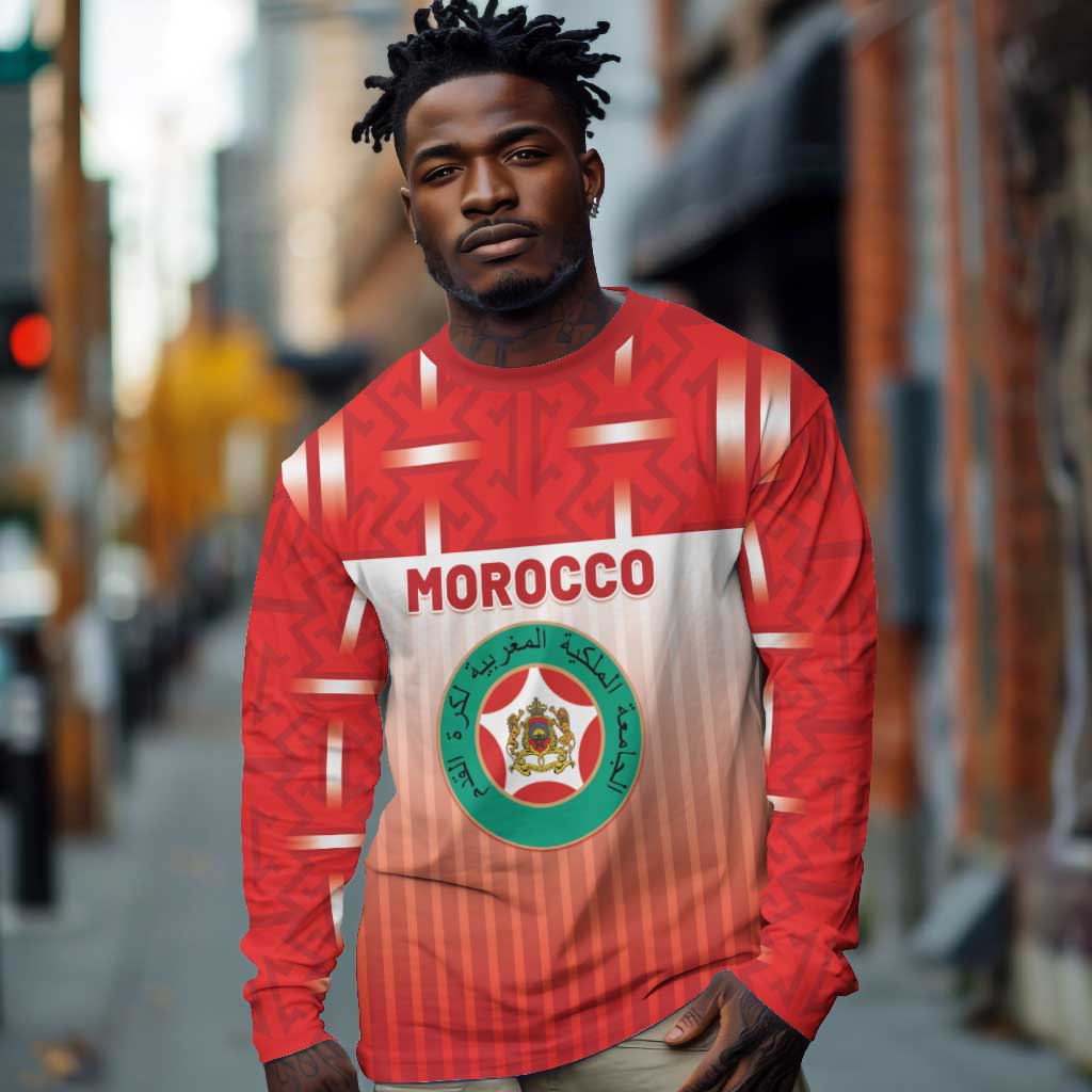 Custom Morocco Football Long Sleeve Shirt 1994 Retro Red Version by ...