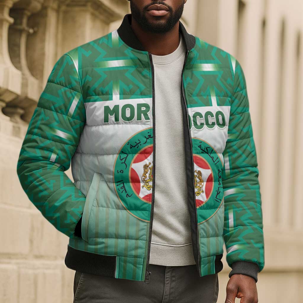Custom Morocco Football Bomber Puffer Jacket 1994 Retro Green Version ...