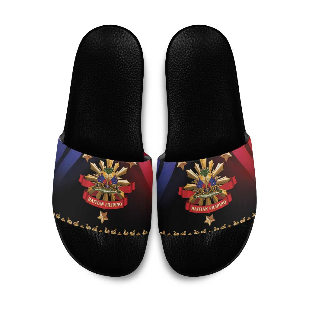 Haiti And Philippines Slide Sandals Haitian Filipino Heritage Crest by ...