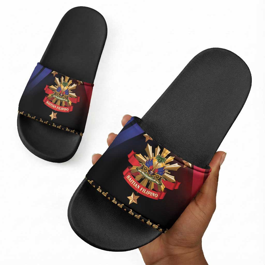 Haiti And Philippines Slide Sandals Haitian Filipino Heritage Crest by ...