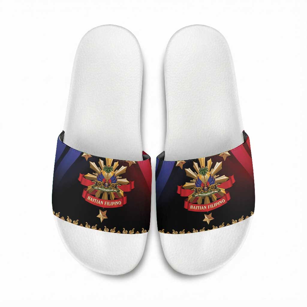 Haiti And Philippines Slide Sandals Haitian Filipino Heritage Crest by ...