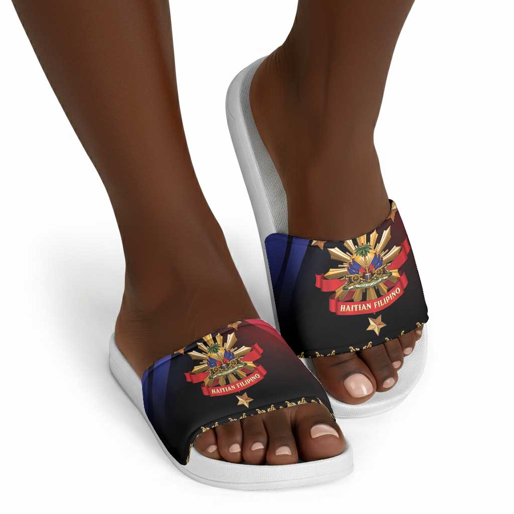 Haiti And Philippines Slide Sandals Haitian Filipino Heritage Crest by ...