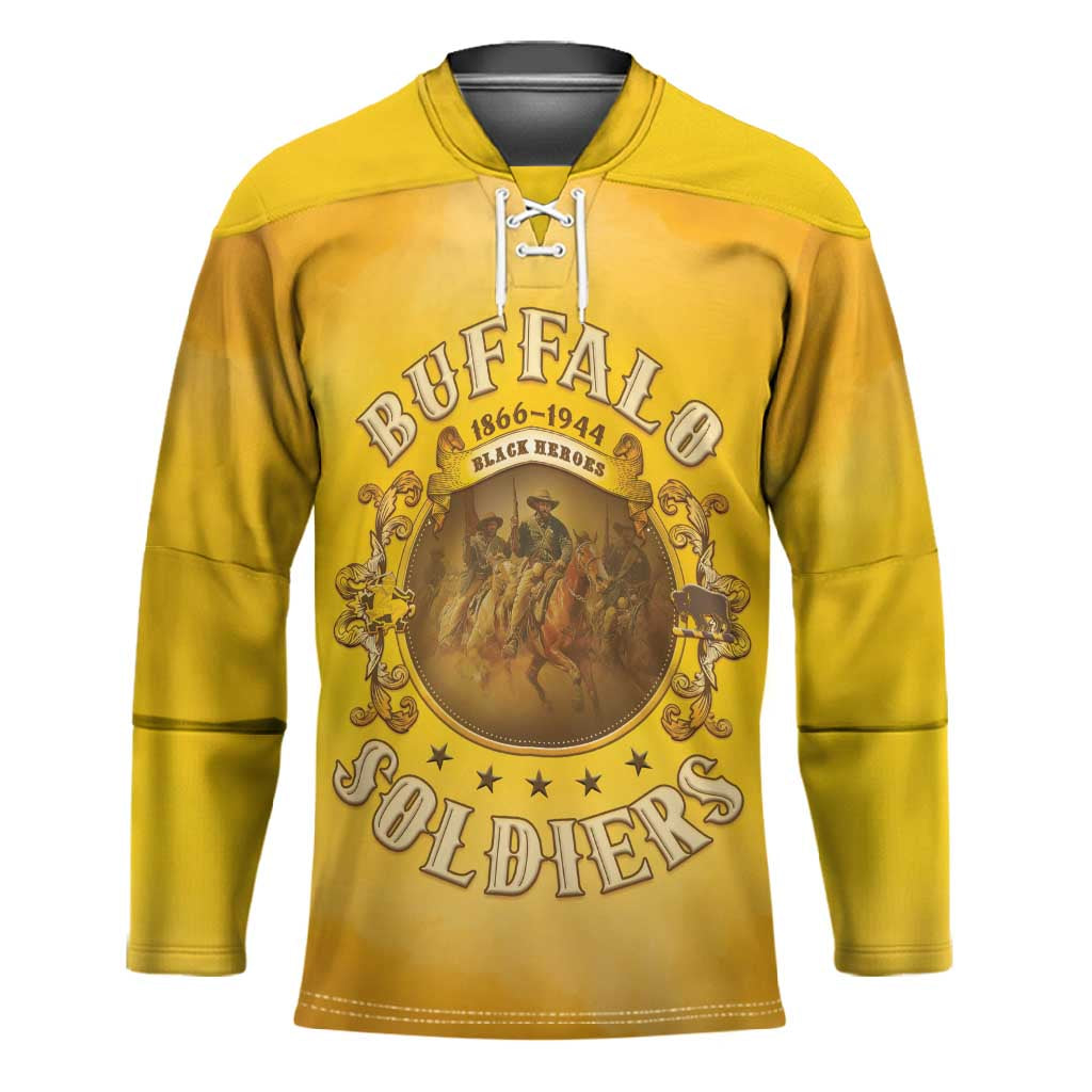 Honor Buffalo Soldiers Hockey Jersey African American Cavalry Yellow ...