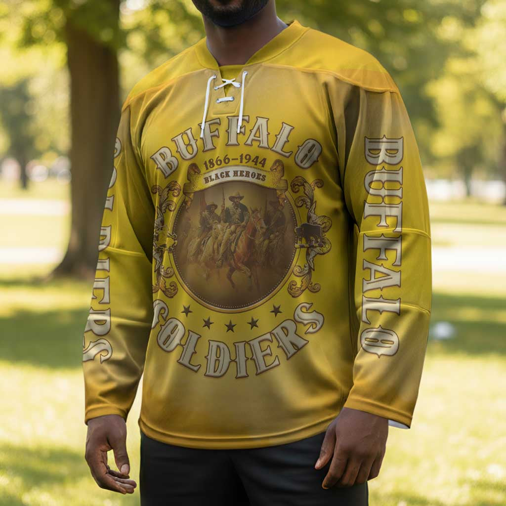 Honor Buffalo Soldiers Hockey Jersey African American Cavalry Yellow ...