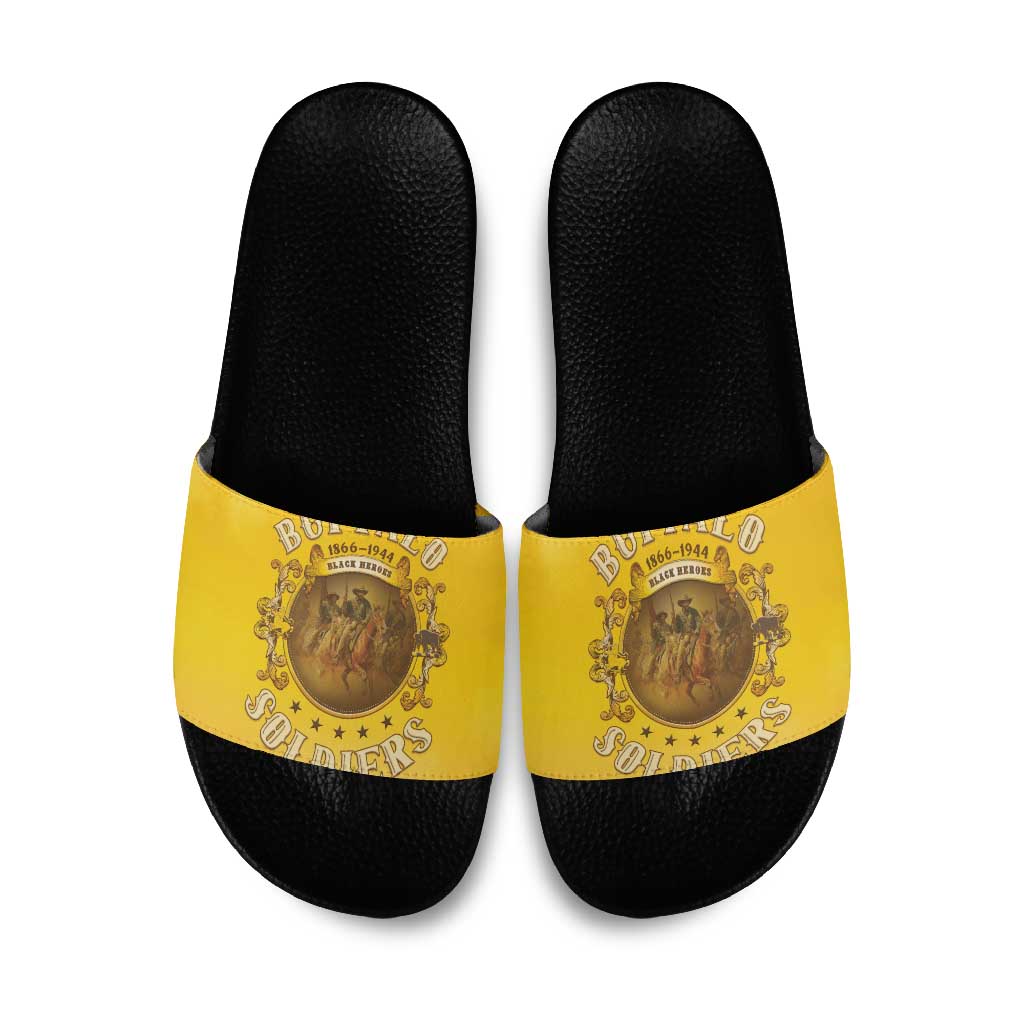 Honor Buffalo Soldiers Slide Sandals African American Cavalry Yellow ...