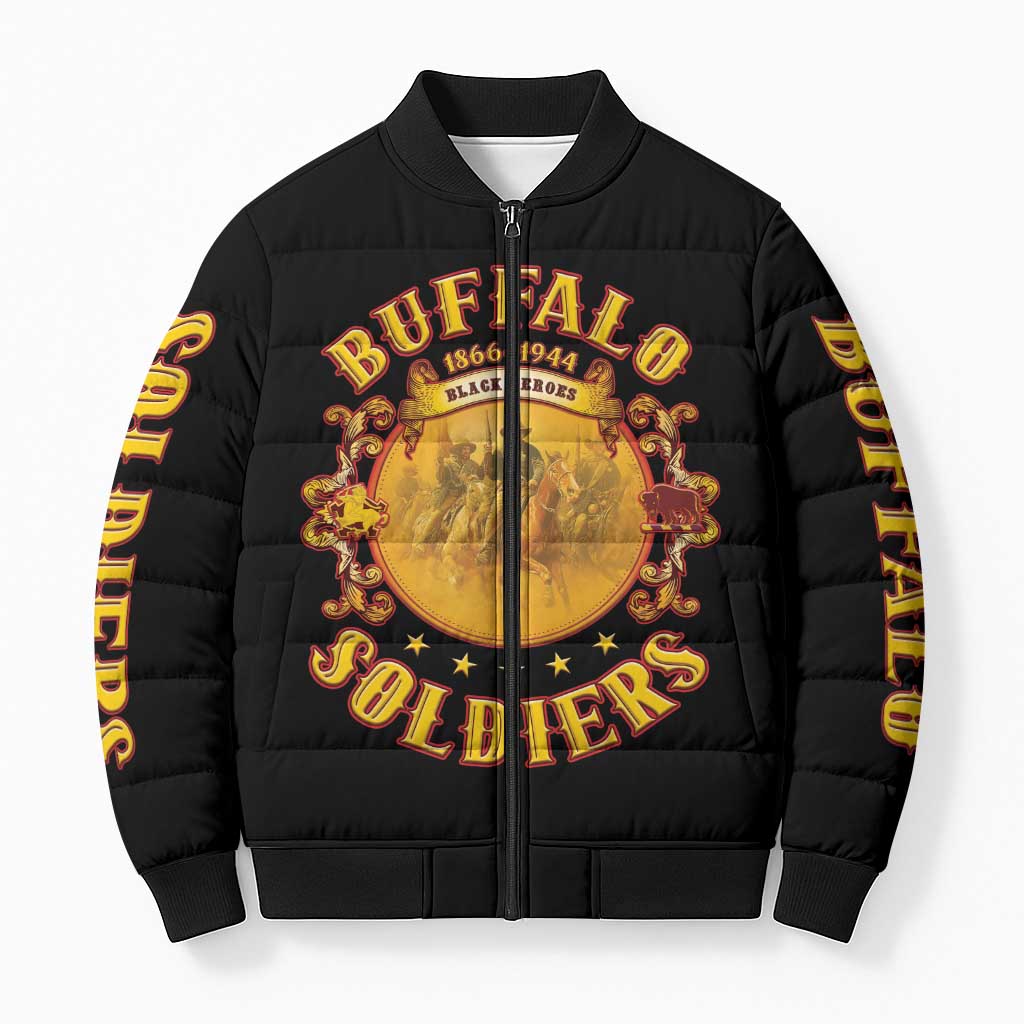 Honor Buffalo Soldiers Bomber Puffer Jacket African American Cavalry ...
