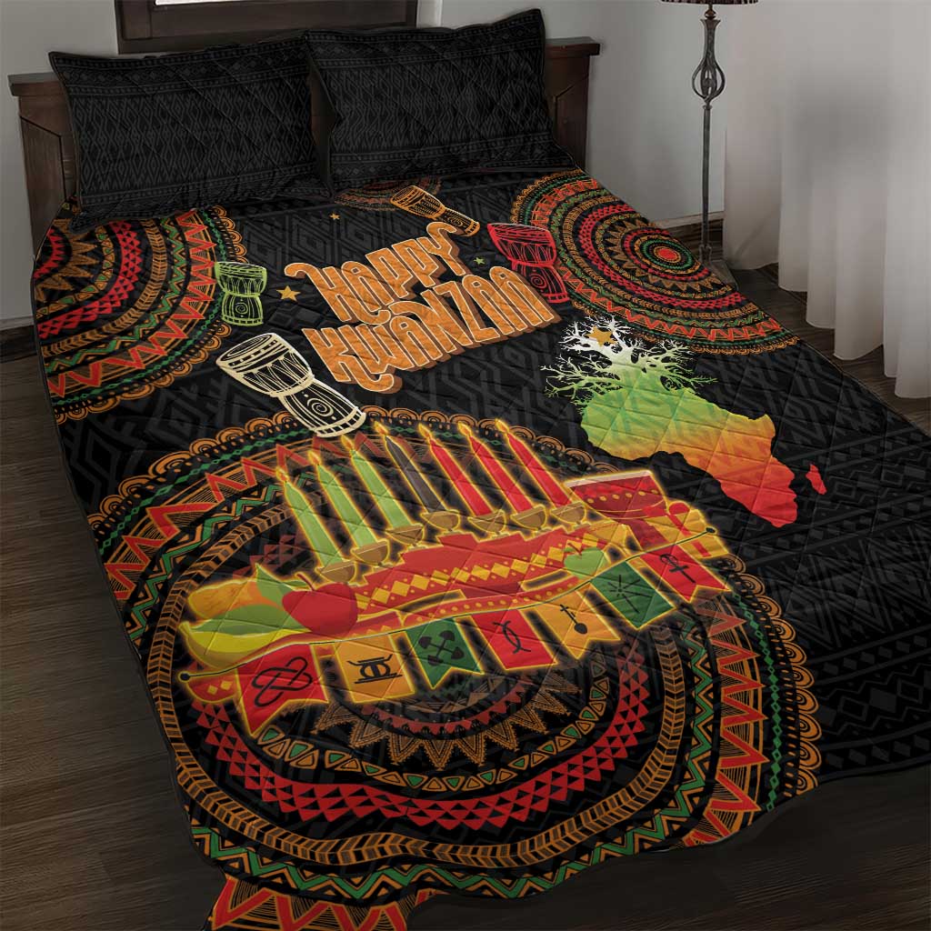 Kwanzaa Kinara Candles Quilt Bed Set African Tribal Pattern by AfricanPride