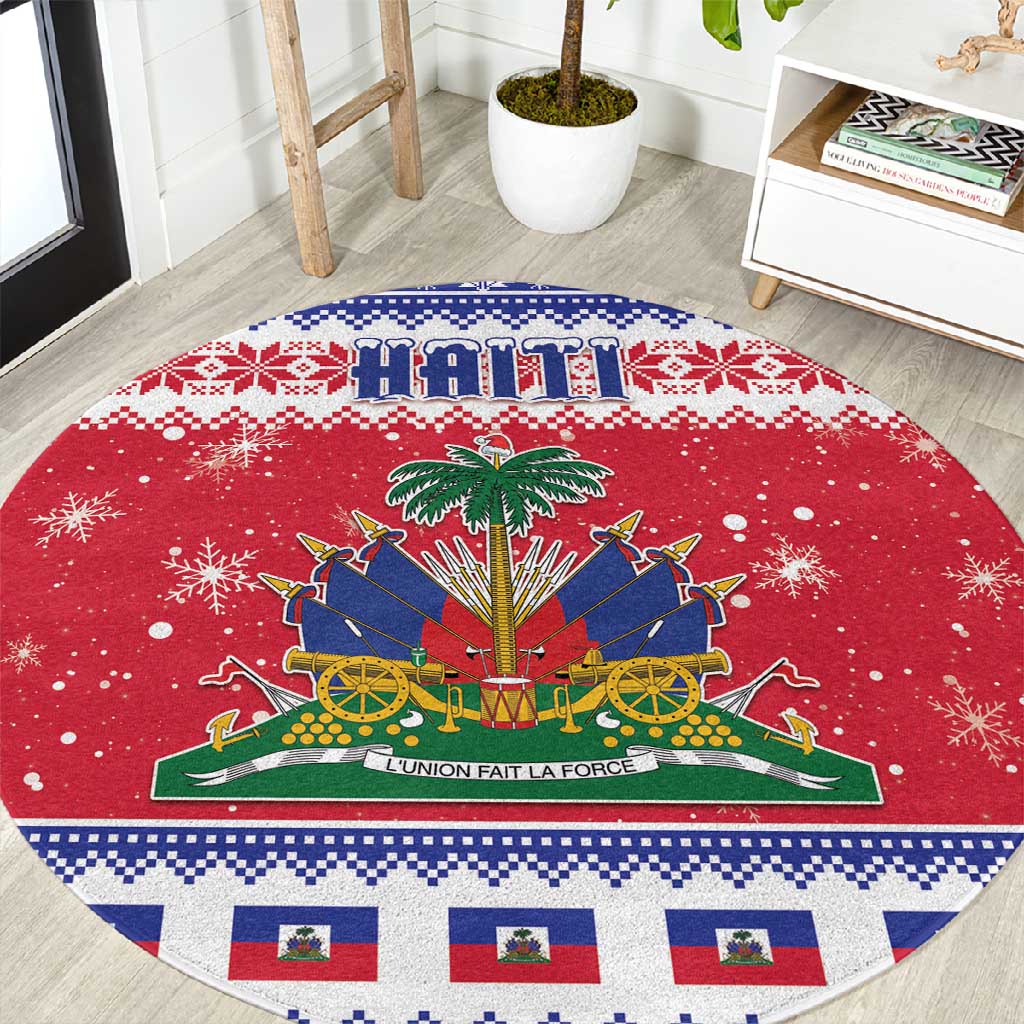 Afro Haiti Christmas Round Carpet Coat Of Arms Jwaye Nwel by African Pride
