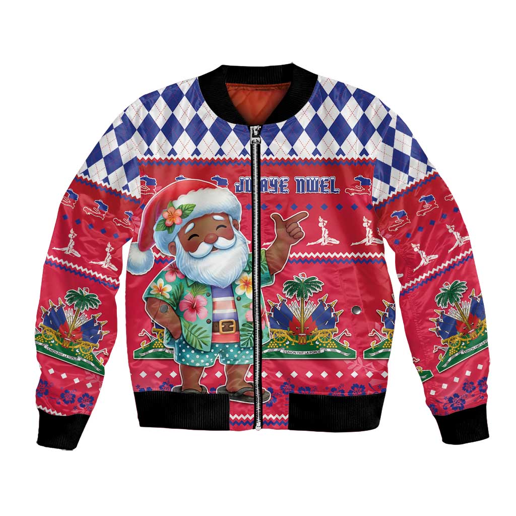 Afro Haiti Christmas Bomber Jacket Haitian Santa Jwaye Nwel by African ...
