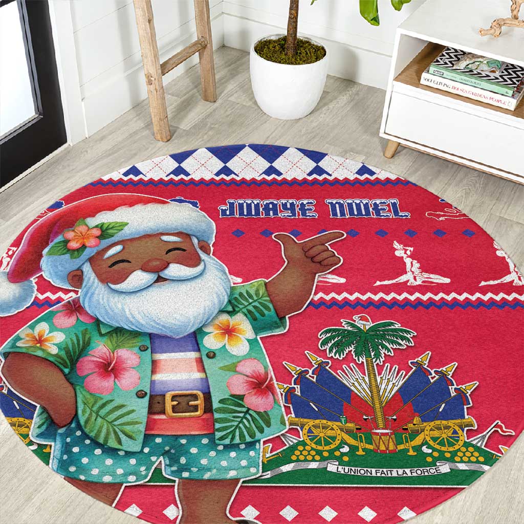 Afro Haiti Christmas Round Carpet Haitian Santa Jwaye Nwel by African Pride