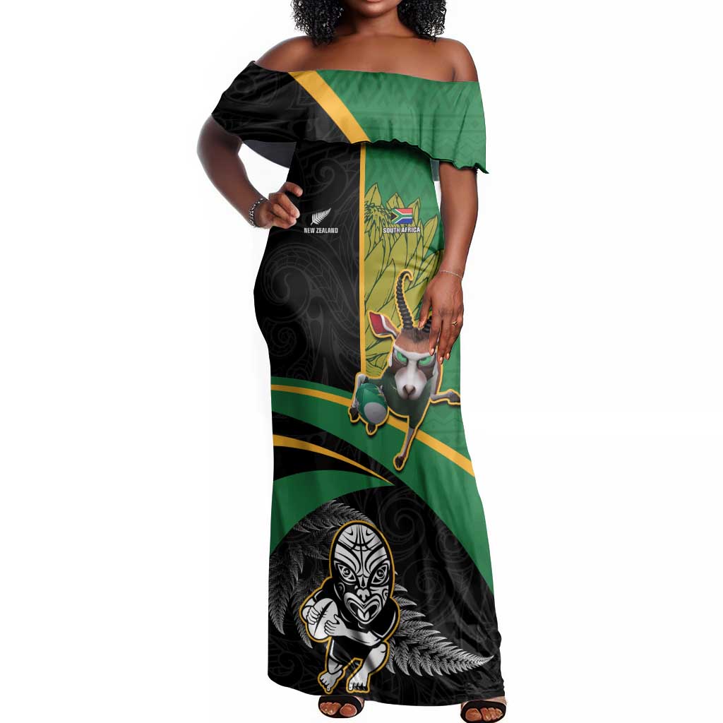 Custom New Zealand And South Africa Rugby Off Shoulder Maxi Dress 2023 ...