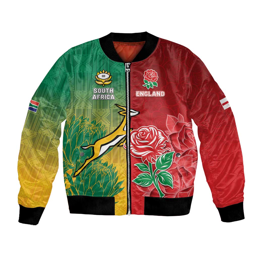 South Africa And England Rugby Custom Bomber Jacket Springboks And Red ...