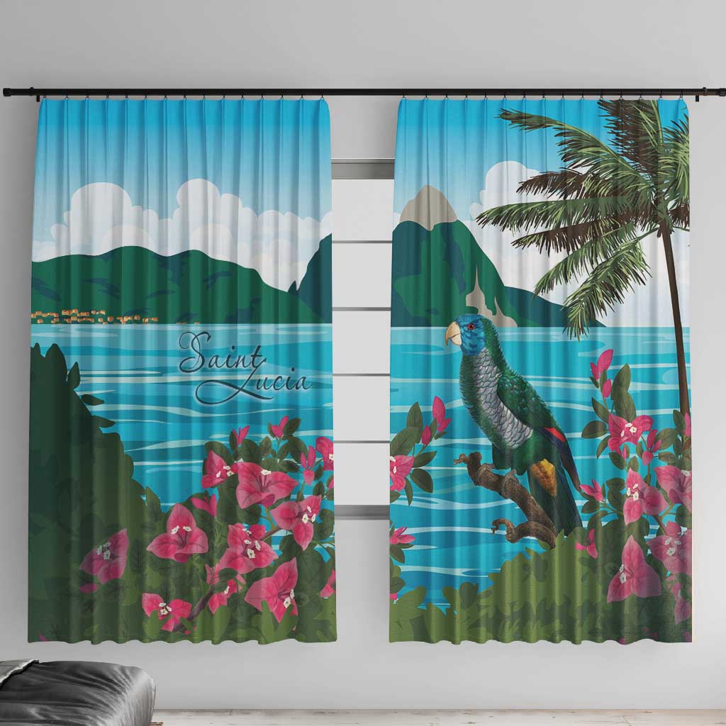 Afro-Saint Lucians Window Curtain Pitons Landscape by AfricanPride
