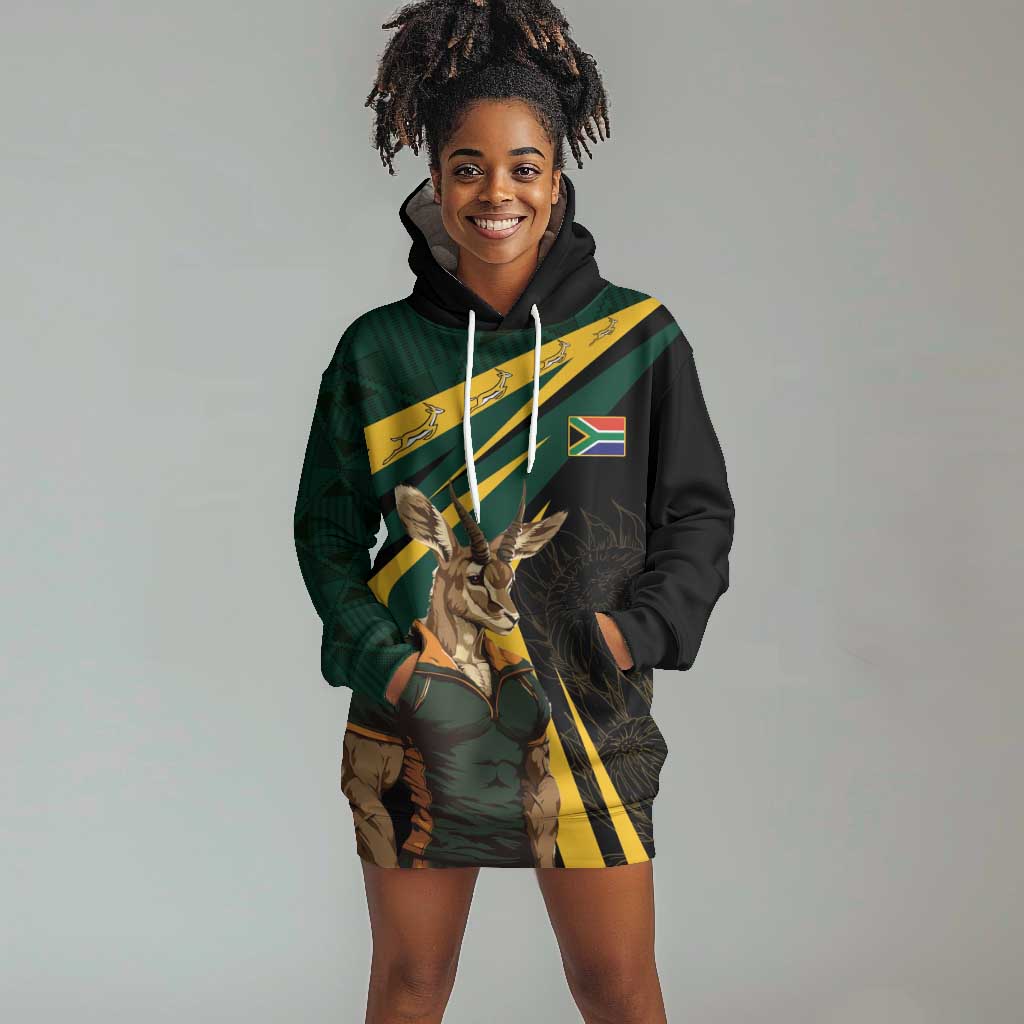South Africa Bokke Personalised Hoodie Dress Mascot Dynamic by AfricanPride