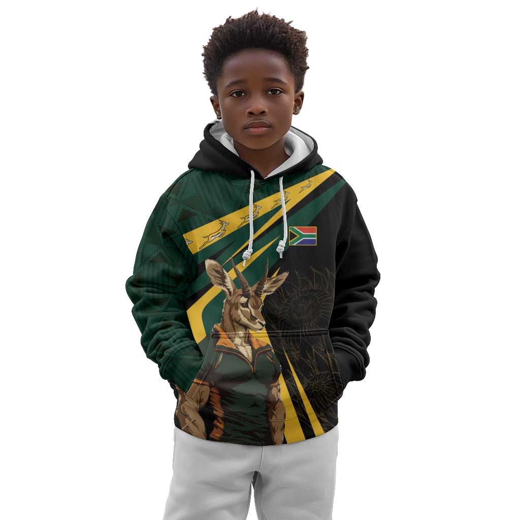 South Africa Bokke Personalised Kid Hoodie Mascot Dynamic by AfricanPride