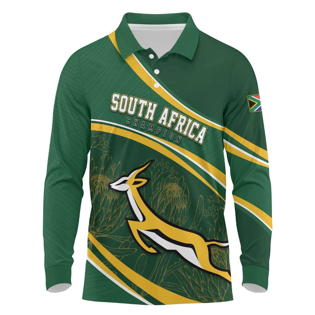 South Africa Rugby Personalized Bokke Long Sleeve Polo Shirt Springboks ...