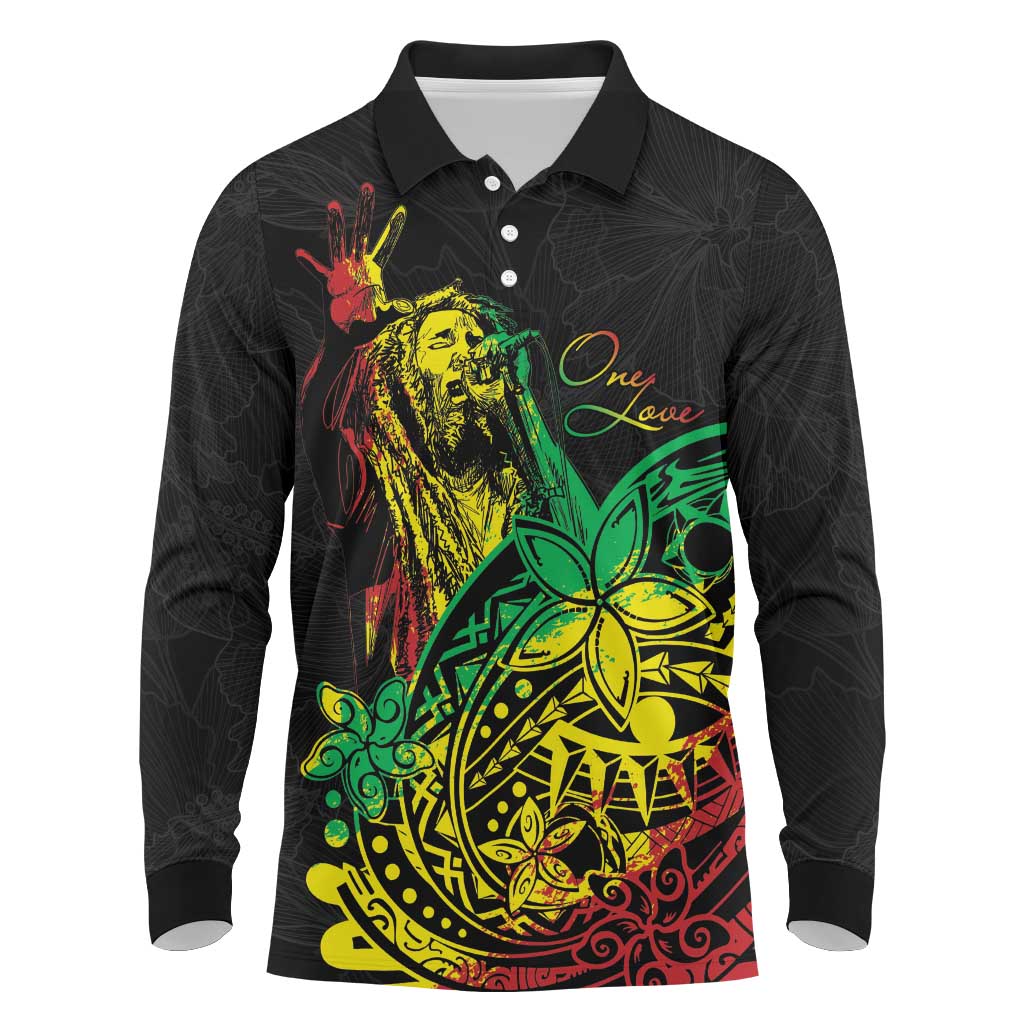 Personalised Jawaiian Reggae Long Sleeve Polo Shirt Afro-Polynesian ...