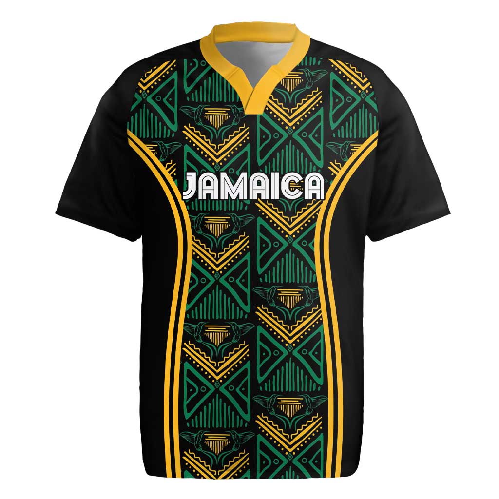 Afro-Jamaica Custom Rugby Jersey Reggae Boyz Ethnic Motifs by AfricanPride
