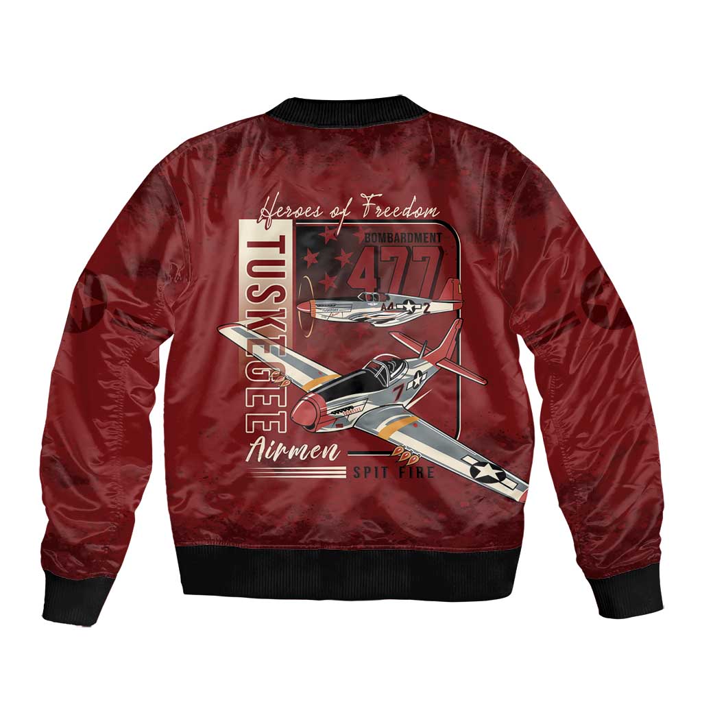 Tuskegee Airmen Spit Fire 477th Bomber Jacket Crimson Grunge by African ...
