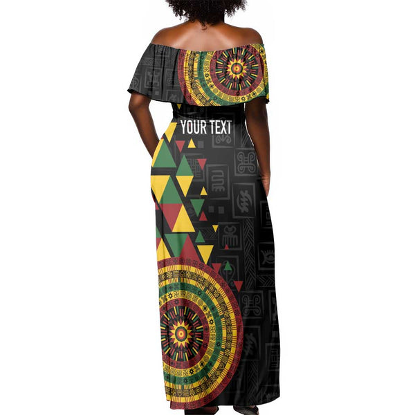 Personalized Adinkra Afro-Akan Culture Off Shoulder Maxi Dress Afrikan ...
