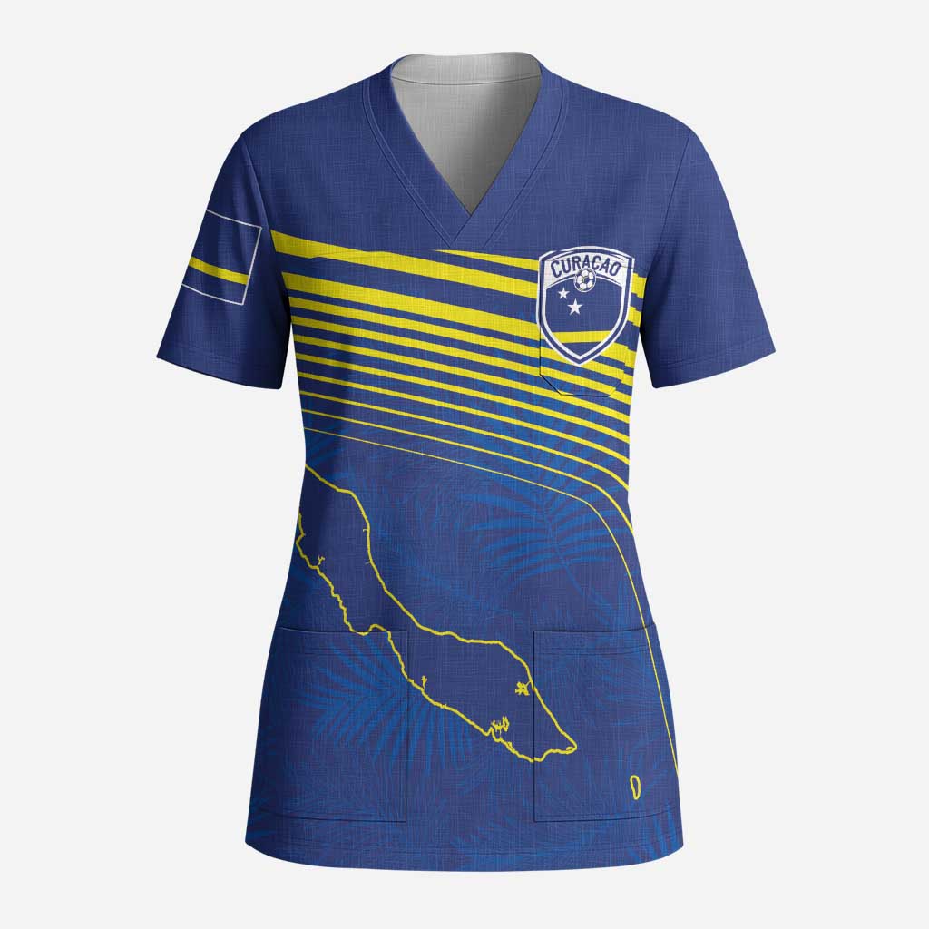 Afro-Curacao Football Custom Scrub Top Korsou Blue Wave - Making ...