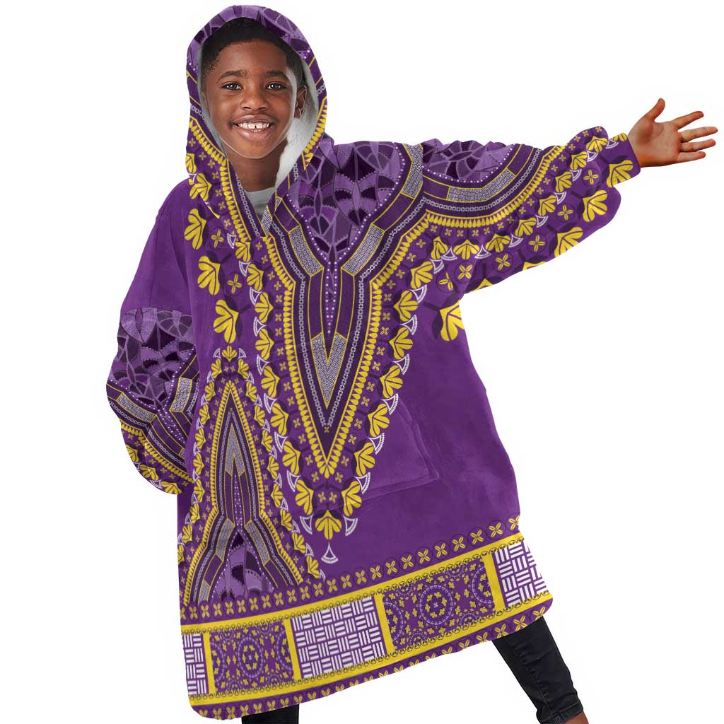 Dashiki Kid Wearable Blanket Hoodie Luxury Afro - Violet LT7