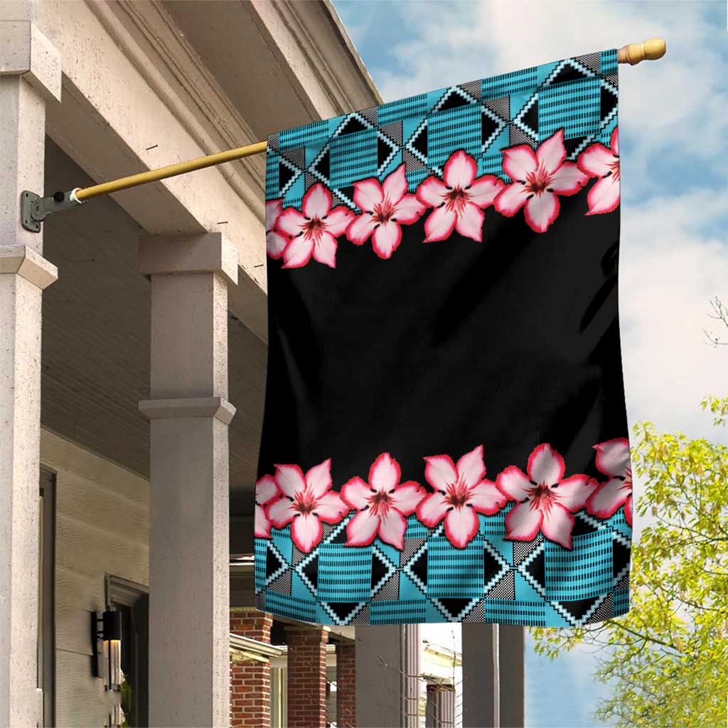African Adenium Multiflorum Flowers Garden Flag with Kente Style by ...