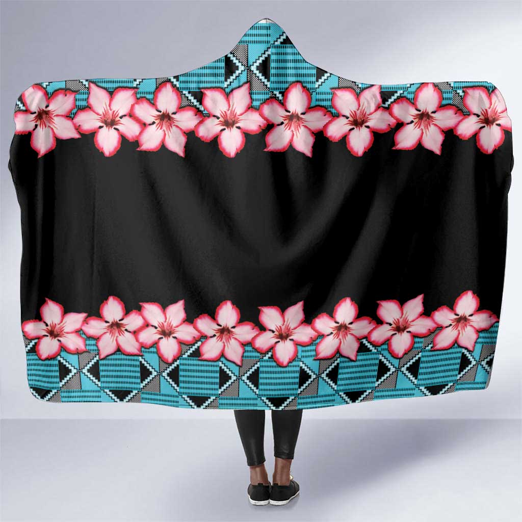 African Adenium Multiflorum Flowers Hooded Blanket with Kente Style by ...