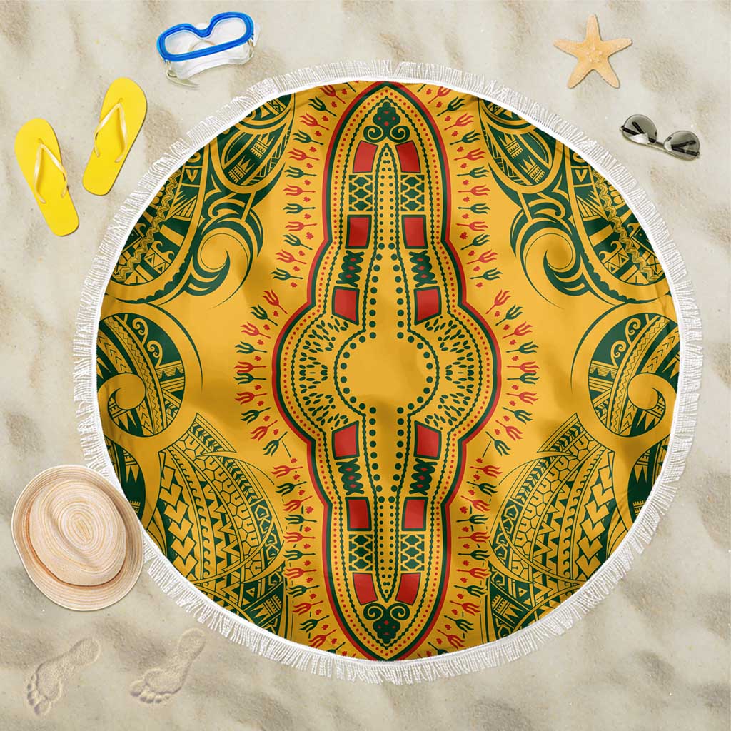 Dashiki and Polynesian Pattern Beach Blanket Afro Pacific Culture Gold ...