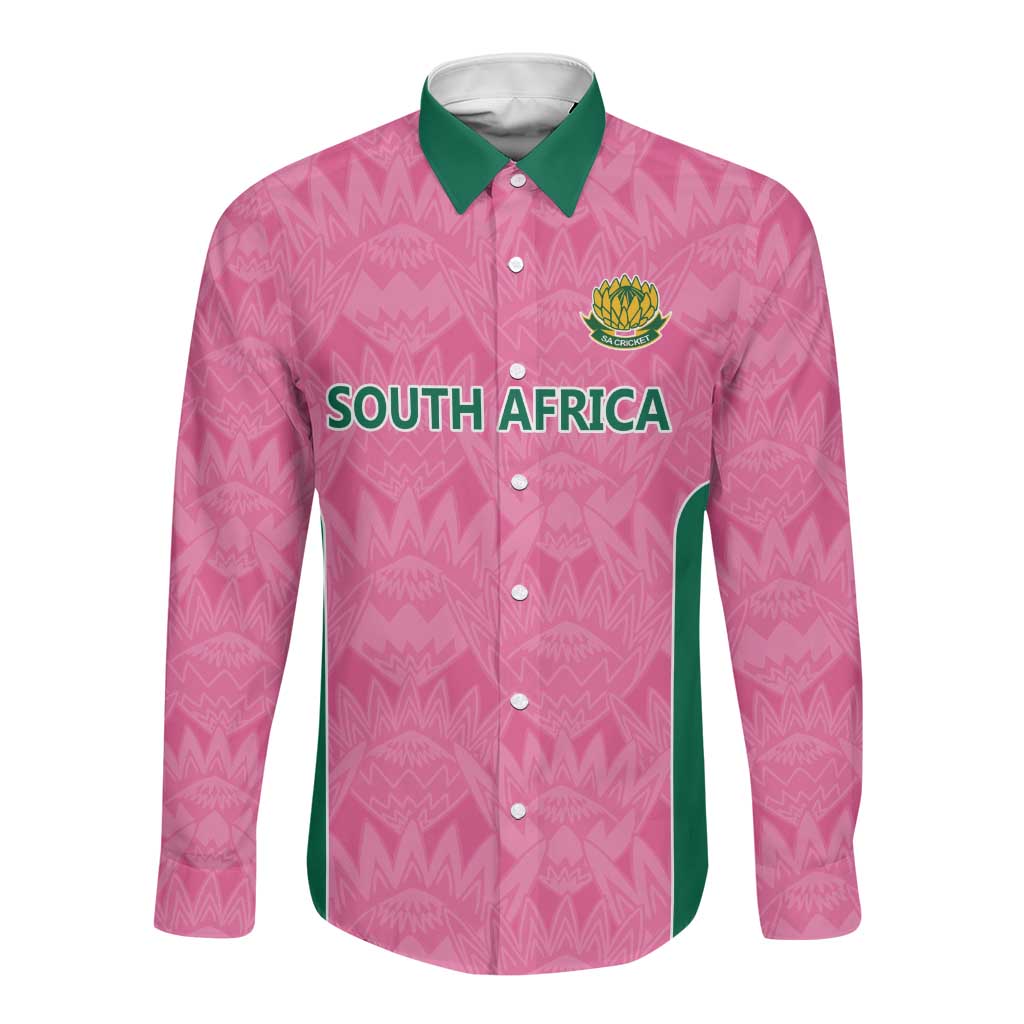 Pink South Africa Cricket Custom Long Sleeve Button Shirt African King ...