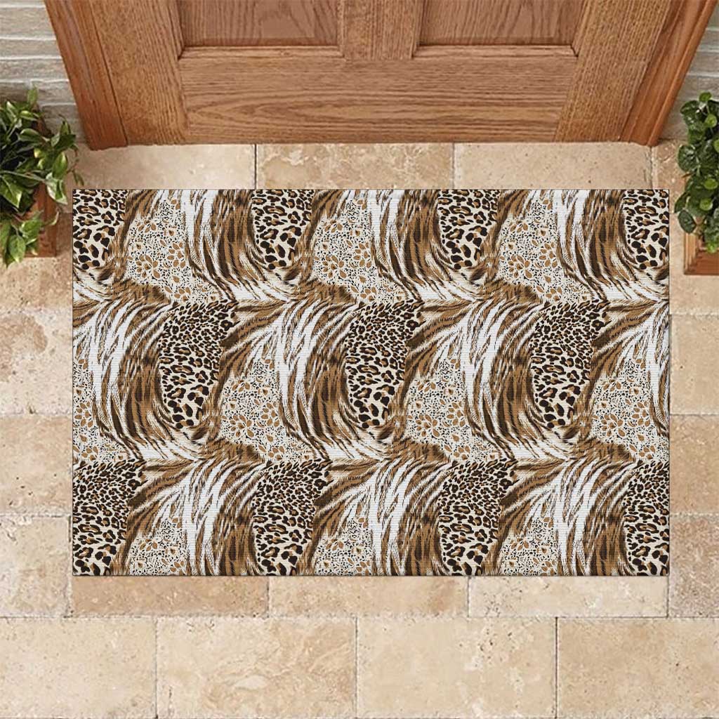 African Wild Animal Skins Rubber Doormat Leopard Pattern by African Pride