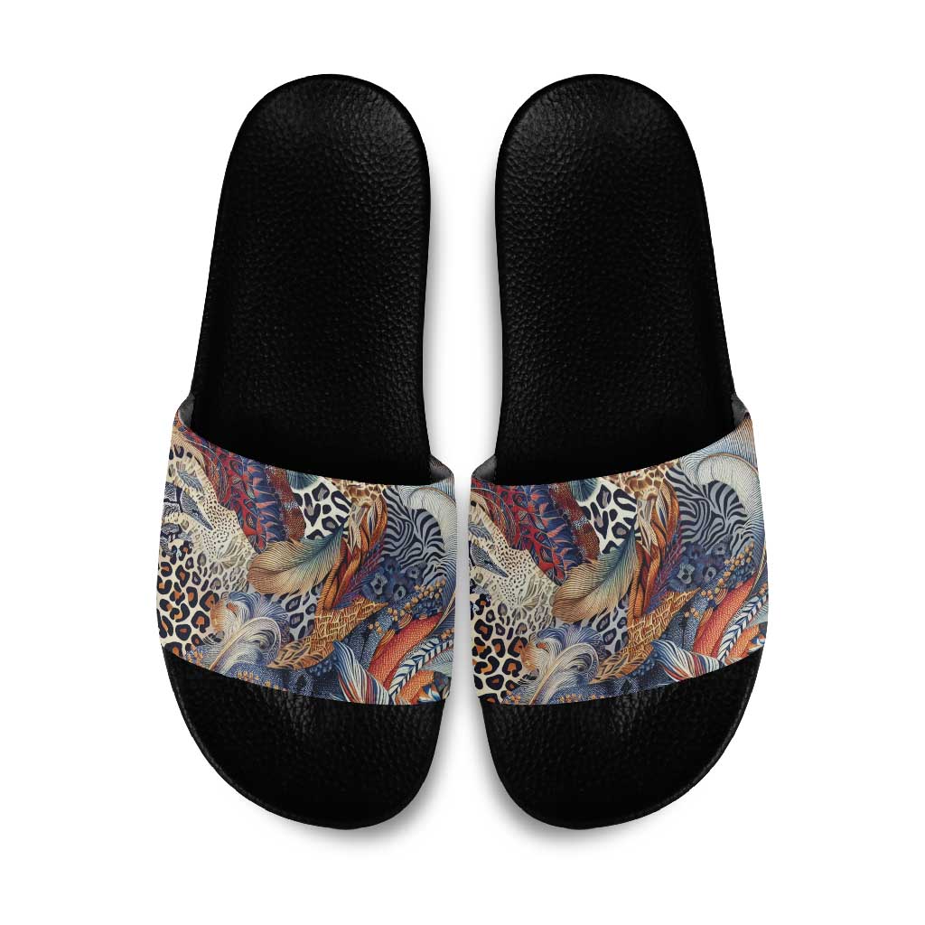 African Wild Animal Skins Slide Sandals Unique Leopard Zebra And Snake ...