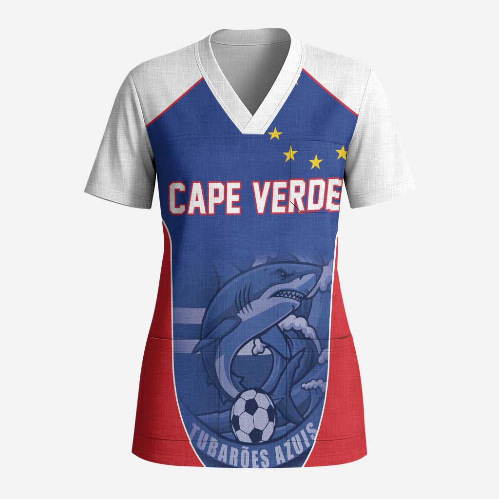 World Football 2026 Cape Verde Custom Scrub Top Tubaroes Azuis Blue ...