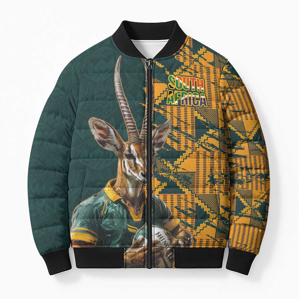 South Africa Rugby Custom Bomber Puffer Jacket Afro Springboks Mascot ...