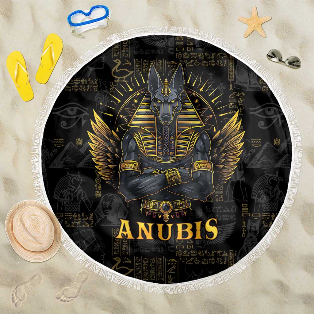 Anubis Egyptian God of Death Beach Blanket by AfricanPride