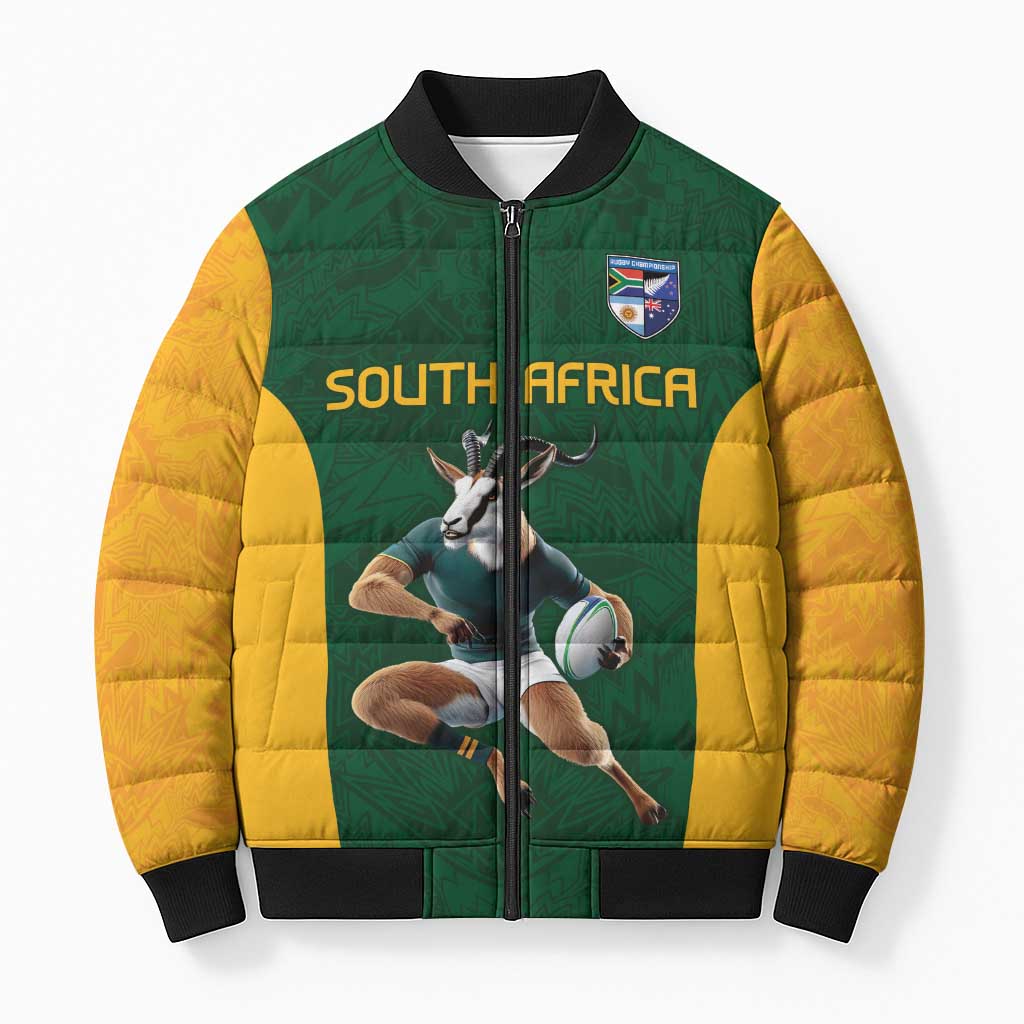 South Africa Rugby Custom Bomber Puffer Jacket Glory Be To Springboks ...