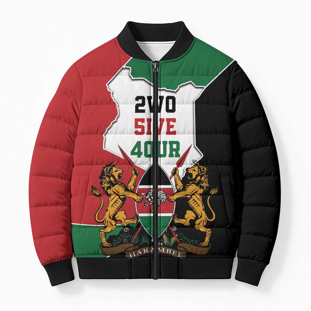 Kenya 254 Bomber Puffer Jacket Kenyan Flag Map Double Lion Shield by ...