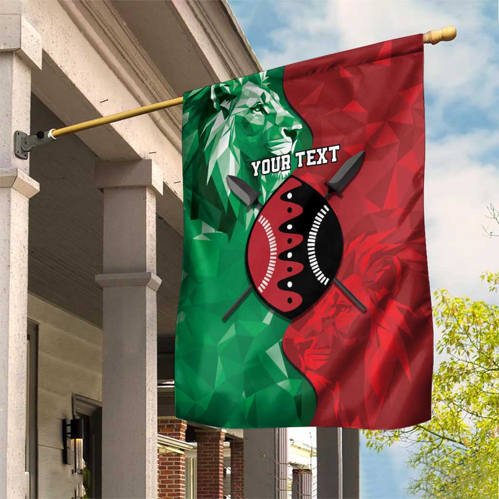 Personalized Kenya Maasai Shield Garden Flag Green Red Kenyan Lion Half ...