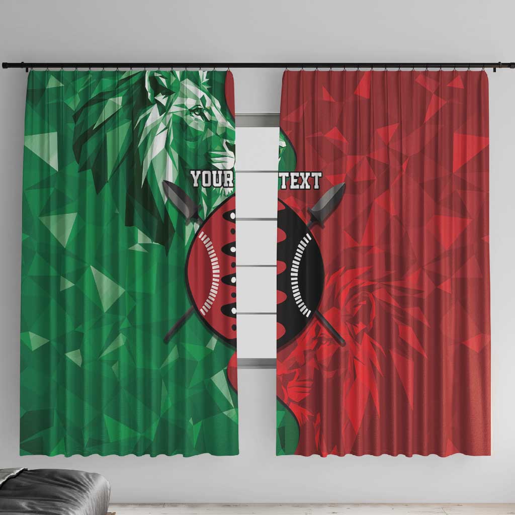 Personalized Kenya Maasai Shield Window Curtain Green Red Kenyan Lion ...